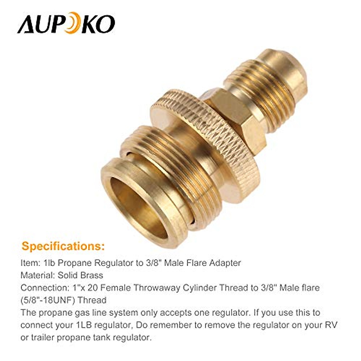 Aupoko 1LB Portable Propane Tank Cansiter Regulator Adapter Connection to 3/8" Male Flare (5/8"-18UNF) Thread, Camping Grill Stove Parts for Heaters, Burner, Cooker