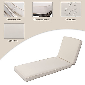 VINGLI Cast Aluminum Outdoor Chaise Lounge Chair and Side Table Set, Patio Chaise Lounge with 3-Position Adjustable Backrest, Tanning Chair Reclining Chair Poolside Lounge Chair (with Round Table)