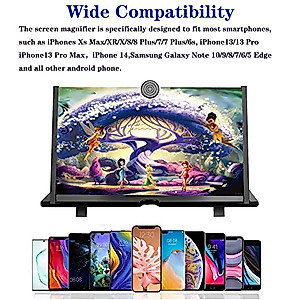 16" Screen Magnifier for Cell Phone - 3D HD Magnifying Projector Screen Enlarger Expanders for Movies, Videos and Gaming – Foldable Phone Stand with Screen Amplifier–Compatible with All Smartphones