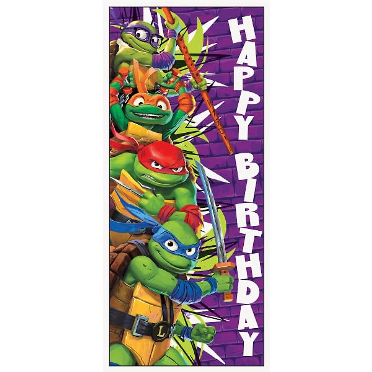 TMNT Teenage Mutant Ninja Turtles Birthday Party Supplies Bundle includes 1 Party Door Poster, 1 Happy Birthday Banner, 1 Dinosaur Sticker Sheet