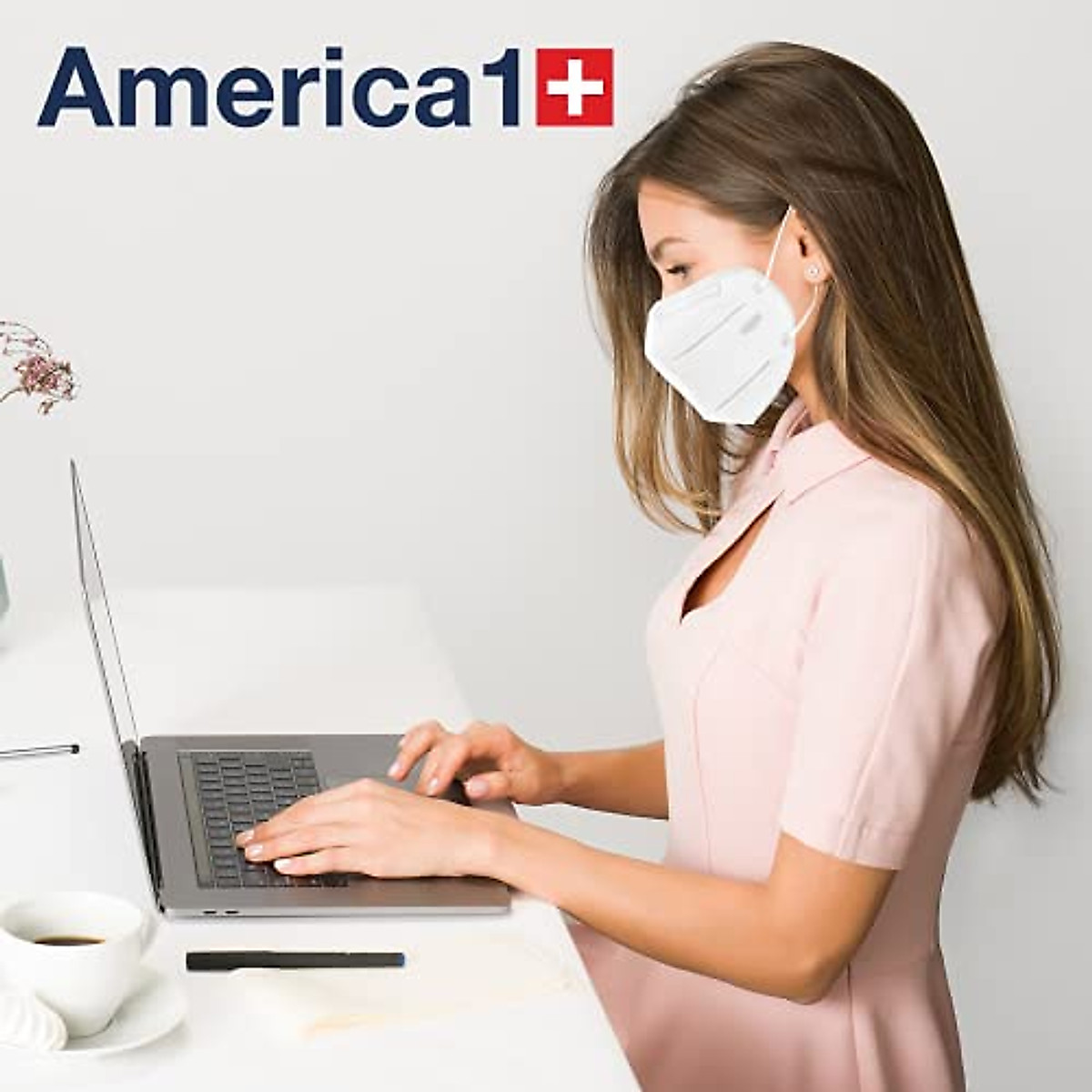 America1 KN95 Face Masks | Made in USA | Breathable Face Masks with 4-Layer Protection | Face Masks for Men and Women | Disposable Face Masks for Work, Home, and Outdoor | 20 Count White Face Masks