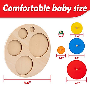 Montessori Toys for 3+ Years Old-Shape Puzzle Board,Wooden Peg Circle Puzzle,Jumbo Knob Puzzles for Baby Games Shape Sorter First Baby Puzzle for Toddler Gift for Boys Girls(Multiple Circle Puzzles)