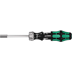 Wera 05056491001 Tool-Check Plus Imperial, 39 Pieces & 05073661002 Kraftform Kompakt 27 RA Slotted Ratcheting Screwdriver, 1/4" Head, MULTI