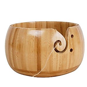 Milisten Yarn Bowl Large Handmade Yarn Storage Holder Bowl for Knitting Crochet Yarn Winder Knitting Accessories