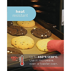 Silicone Baking Mats Set of 3, 1 Half Sheet, 1 Quarter Sheet & 1 Round Nonstick Silicone Mats for Baking - Food Grade Silicone Baking Sheets for Cookies Macarons Bread Pastry Pizza