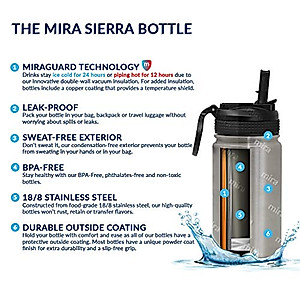 MIRA 12 oz Kids Insulated Water Bottle with Straw Lid for School - Metal Stainless Steel Vacuum Insulated Thermos Flask - Truck