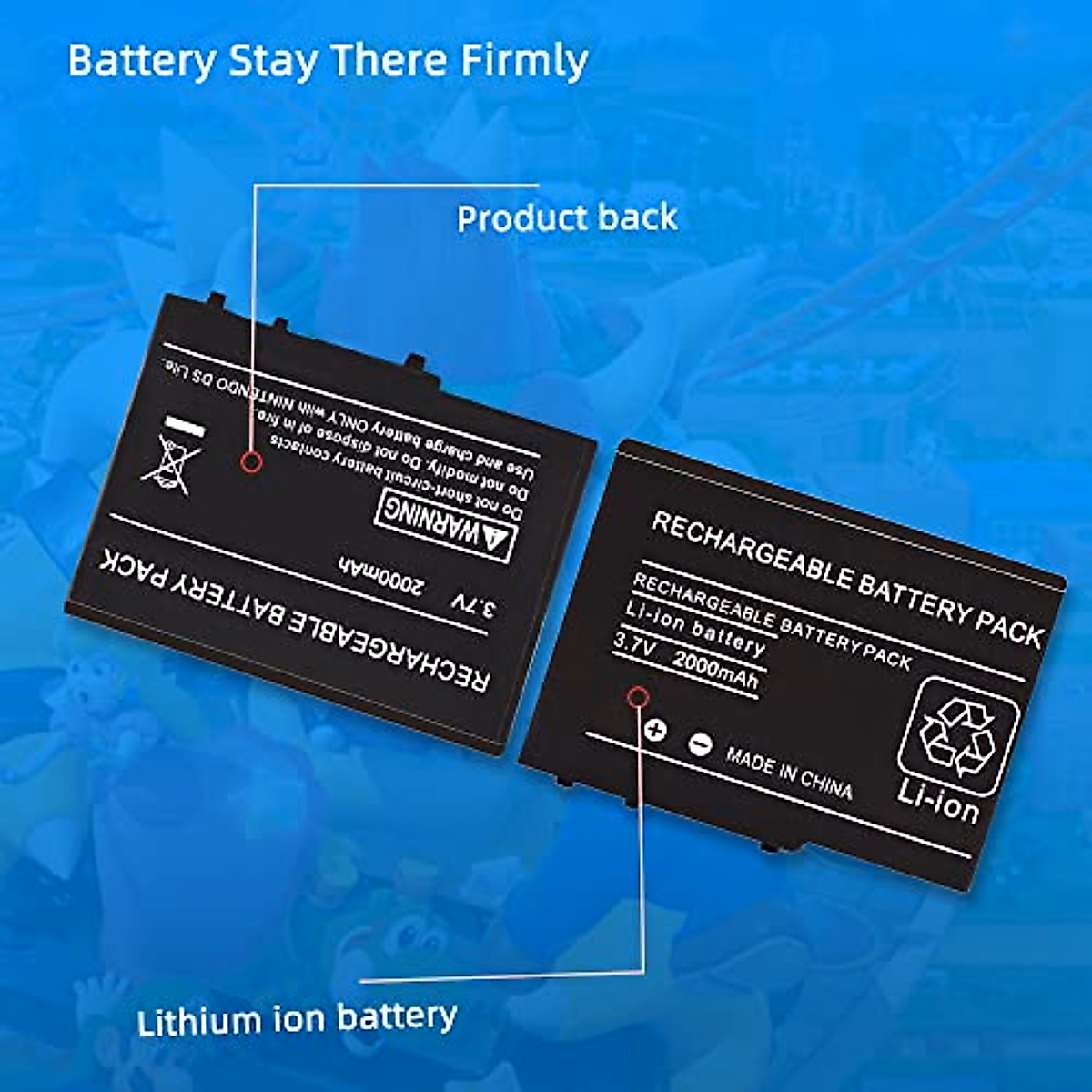 Xahpower DS Lite Battery, 2000mAh Rechargeable Lithium-ion Battery for Nintendo DS Lite with Tool Pack Kit