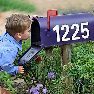 Reflective Mailbox Number for Outside, 4 Inch 4 Sets Vinyl Waterproof White Mailbox Numbers Stickers, Strong Self-adhesive House Adress Numbers for Mailbox Door Signs Trucks (Number 0-9)