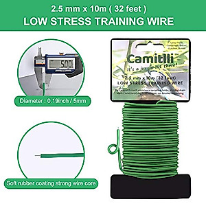 CAMITLLI Reusable Garden Plant Wire Twist Tie, Plant Ties Heavy Duty Soft Wire Tie for Gardening Home Office (Green, 2PCS X 32.8feet Total, 65.8feet)