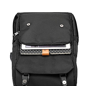 Vintage Backpack Travel Laptop Backpack with usb Charging Port for Women & Men School College Students Backpack Fits 15.6 Inch Laptop Black