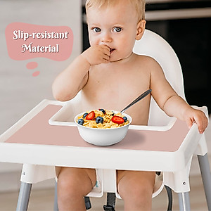 Kalovin High Chair Placemat for IKEA Antilop Baby High Chair, Silicone Placemats, High Chair Tray Finger Foods Placemat for Babies, Toddlers (Blush)