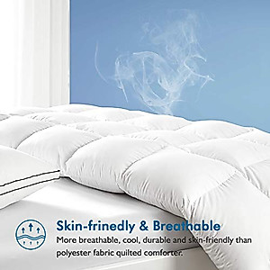 Dafinner Luxurious Queen Feathers Down Comforter - All Season Duvet Insert for Hotel Collection Bedding | Ultra-Soft Egyptian Cotton Fabric, Goose Feathers & Down Blend Filling(90x90, White)