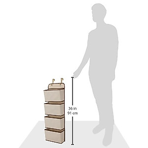 Delta Children 4 Pocket Over The Door Hanging Organizer, Easy Storage/Organization Solution - Versatile and Accessible in Any Room in the House, Beige