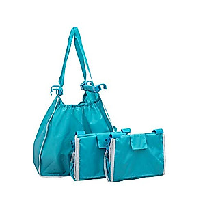 Handy Sandy 4 pc Reusable Foldable Grab Grocery Shopping Tote + Base Board, Repeat Shopping Universal Cart Bags, Washable, Durable, and Grocery Organizer (TEAL)