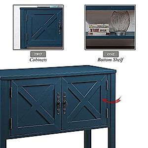 INMOZATA Console Table for Living Room, Narrow Entryway Tables for Foyer Wood Cabinet with Storage and Shelf, Sofa Table for Coffee Bar, Kitchen, Hallway, Dining,Navy Blue