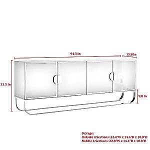 Reyansh 4 Door Sideboard with Chrome Base, Grey