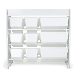Humble Crew Toy Storage Organizer with Shelf and 9 Storage Bins, White