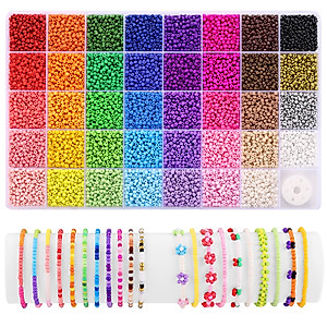 Funtopia 39 Colors 3mm Seed Beads, 9600pcs Small Beads for Jewelry Making, Tiny Craft Beads for Bracelet Making