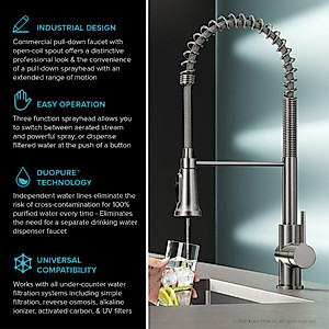 KRAUS Britt 2-in-1 Commercial Style Pull-Down Single Handle Water Filter Kitchen Faucet for Reverse Osmosis or Water Filtration System in Spot Free Stainless Steel, KFF-1691SFS