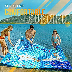 Sunlite Sports Giant Water Floating Raft Inflatable, Lily Pad Water Mat Island for Lake, Beach, Pool, Great for Family, Heavy Duty Water Bed and Floating Island Mat