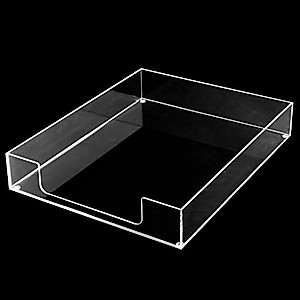 2 Pack Paper Tray Acrylic Desk Organizer Letter Trays Desk Tray Document Tray File Holder Tray Plastic Inbox Tray for Acrylic Desk Accessories-Magazines-Notebooks-Folders-Stationery,Clear Supports