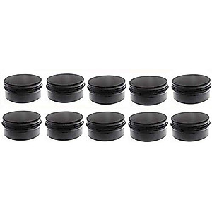 3 oz.Tins Black Aluminum Metal Tin Round Screw Top Lid Containers Jars Metal Storage Tin Jars Aluminum Tin Cans Travel Storage Tins,for Lip Balm DIY Cosmetics Salves, 3oz./3 Ounce/90 ML,10 Pack