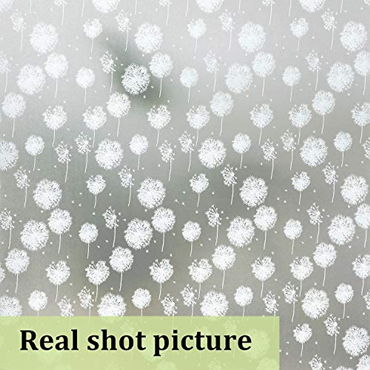 Viseeko Privacy Window Film Non-Adhesive Window Film Frosted Static Cling Glass Film Dandelion Patterns Window Stickers for Doors Home Living Room Kids Bedroom (17.5 x 78.7Inches)