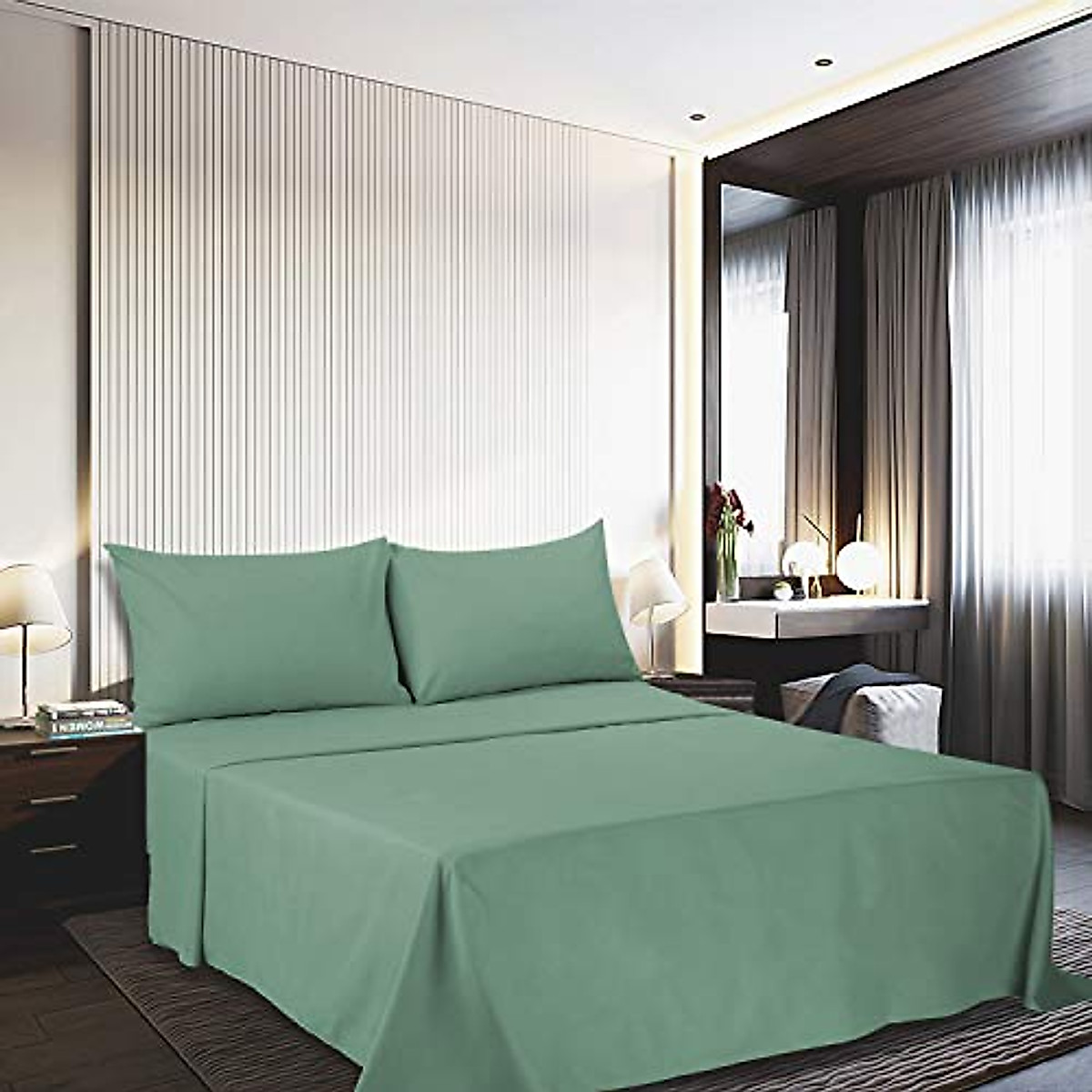 Best Season 400 Thread Count Cotton Twin Size Sheet Set (Sage Color) 3 Piece - 100% Long Staple Cotton Sheets Set, Soft Cotton Bed Sheets Sets with Deep Pocket fit Up to 16 inch
