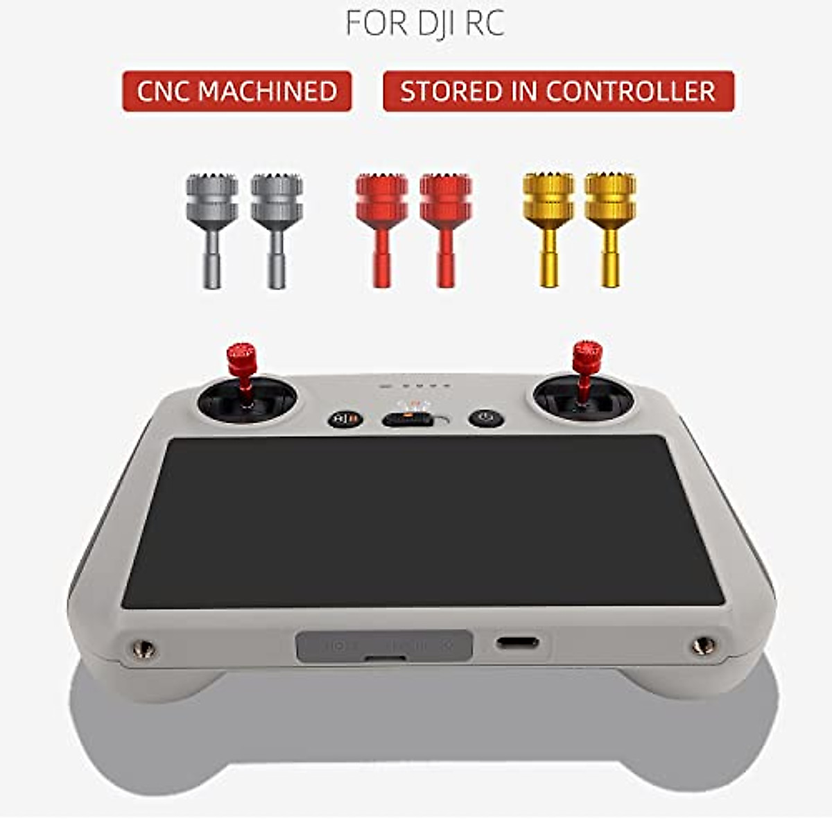 2PC Mini 3 Pro Remote Control Sticks, Mini 3 Pro Drone CNC Aluminum Controller Stick Replacement Joystick Thumb Rocker/Joystick Replacement Parts Mini 3 Pro Accessories