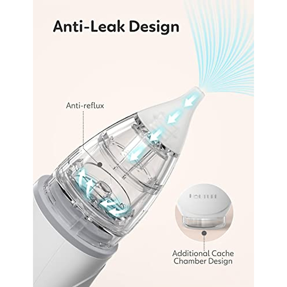 Nasal Aspirator for Baby, HAUTURE Baby Nose Sucker, Self-Cleaning Nose Cleaner for Toddler, 3 Suction Levels, 2 Modes, Nasal Tweezers, 5 Hours Fast Charge for 60 Days