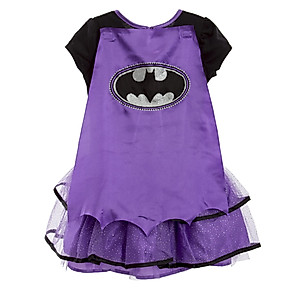 WARNER BROS DC Comics Justice League Batgirl Newborn Baby Girls Tulle Costume Dress Leggings Cape and Headband 4 Piece Set 0-6 Months