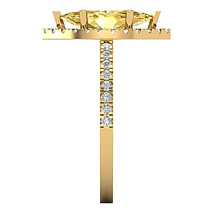 Clara Pucci 2.32ct Marquise Cut Solitaire Halo Yellow Simulated Diamond Designer Wedding Anniversary Bridal Ring 14k Yellow Gold 5.5