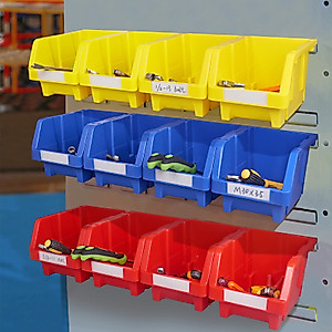 Aerkaa Stackable Tool Storage Bins Heavy Duty Plastic Storage Bins for Garage Organization and DIY Projects with Labels(Blue,pack of 9)