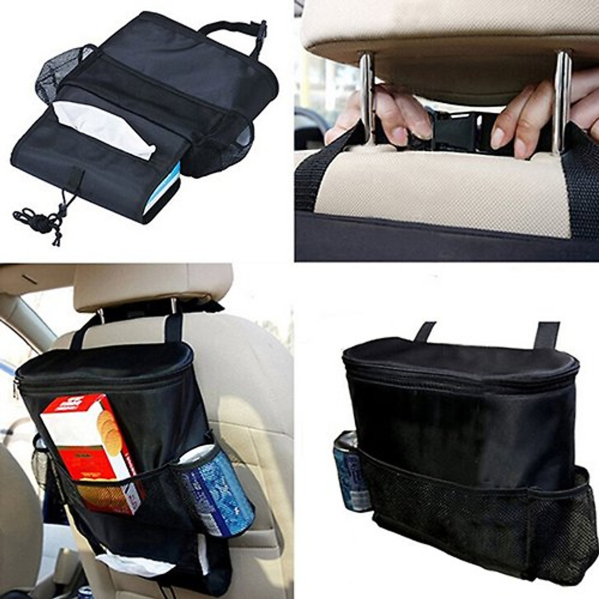 Baost Durable Car Back Seat Organizer Waterproof Seat Covers Car Seatback Multi-Pocket Travel Storage Pocket Cup Holder Toy Storage Bag Car Seat Attachable Storage Random