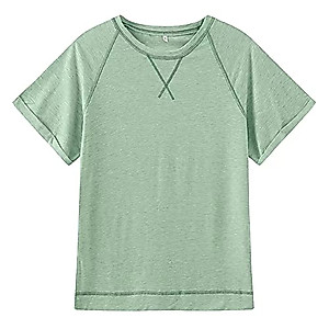 ayreus Womens Short Sleeve Shirts Crewneck Casual T Shirts Workout Tops Loose Fit Raglan Summer Tshirts Tees,1-Light Green,Large