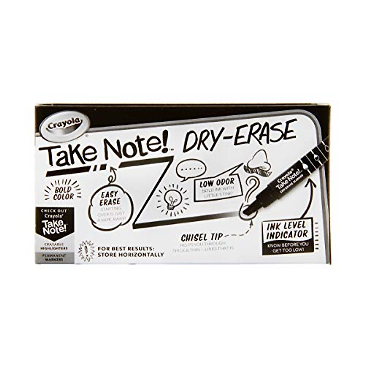 Crayola Take Note Black Dry Erase Markers, Kids At Home Activities, Chisel Tip, Office & School Supplies, 12 Count