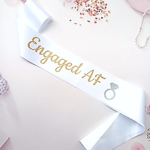 Magnusson's Garden Engaged AF Sash, I Said Yes Couple Wedding Party, Bridal Shower, Bachelor, Bachelorette, Engagement Party Accessory, Engagement Gift for Women, Bride, Groom-to-Be, Future Mr and Mrs