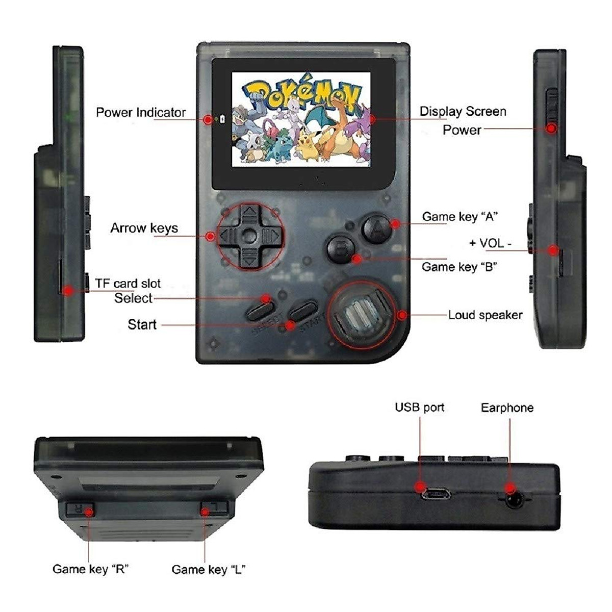 Handheld Games Consoles , Retro TV Game Console Video Game Console Player 2.0 Inch Game Console with 1169 GBA System Classic Games for Kids Gift (White)