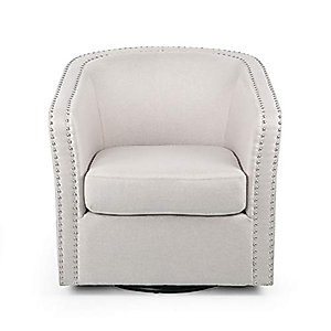 Christopher Knight Home Octavia Contemporary Fabric Swivel Chair, Wheat, Black 31.25D x 30.25W x 31.25H in