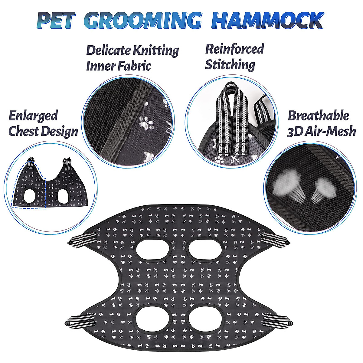 ATESON Pet Grooming Hammock Harness for Nail Trimming (XS 12lb), Sling Holder Hanger for Nail Clipping with Clippers, File, and Comb
