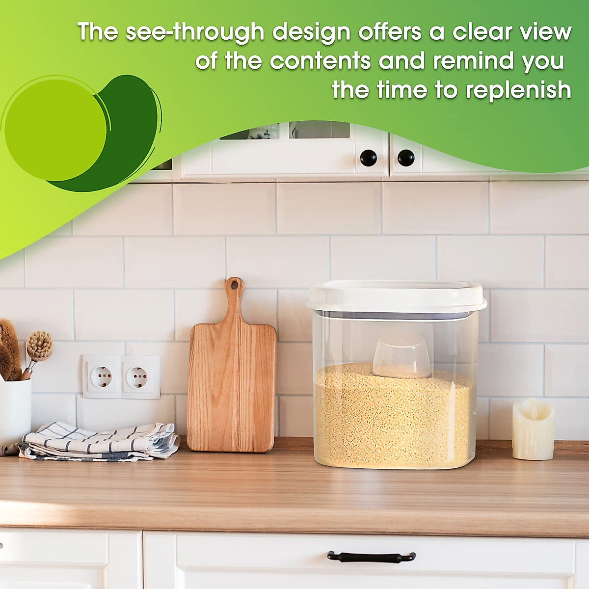 TBMax Airtight Food Storage Container -10 Lbs / 5.3QT Rice Container with Easy Seal Lid & Measuring Cup for Flour, Cereal, Dry Food Storage and Kitchen Pantry Organization