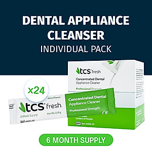 TCS Fresh Dental Appliance Cleaner Set - 6 Month Supply - Professional Strength Concentrated Retainer Cleaner Solution with Soft Bristle Dental Brush