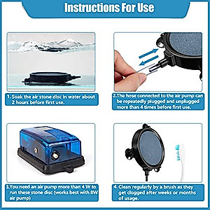 Mudder 8 Pieces 4 Inch Disc Air Stone Diffuser Fish Tank Air Stone with 24 Pieces Suction Cups Aerator Diffuser Round Air Stone Kit for Hydroponics Aquarium Fish Tank Air Stone (Blue with Gray)