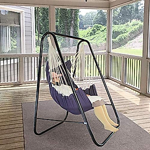 PIRNY Hammock Chair Stand,Include Large Hanging Indoor Swing,MAX Load 500 LBS, Heavy-Duty Steel Hammock Stand for Indoor Outdoor(Grey)
