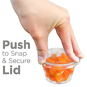 Back of House Ltd. 100-pack of Disposable Clear Plastic Condiment Storage Cups with Lids - Choose 2 oz. or 4 oz. - For Restaurant, Home, Gelatin Shots (2 oz.)