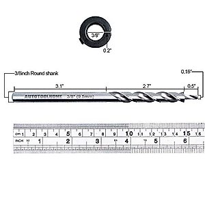 AUTOTOOLHOME 3/8" drill bit with Depth Stop Collar 6.5" Length Replacement Twist Step for Manual pocket hole Jig Master System