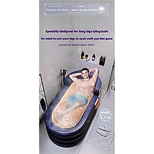 Inflatable adult bathtub with wireless electric air pump,Suitable for hot water bath & ice bath(grapefruit tangerine)