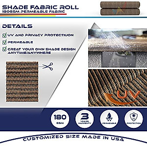 Windscreen4less Brown Sunblock Shade Cloth,95% UV Block Shade Fabric Roll 8ft x 25ft