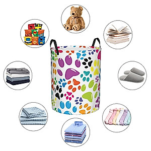 Laundry Basket Dog Paw Print Collapsible Laundry Hamper Lightweight Storage Bin for Bedroom Bathroom Toys Organizer Nursery Medium