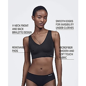 Calvin Klein Women's Invisibles Lightly Lined V Neck Bralette Bra, -bare, M